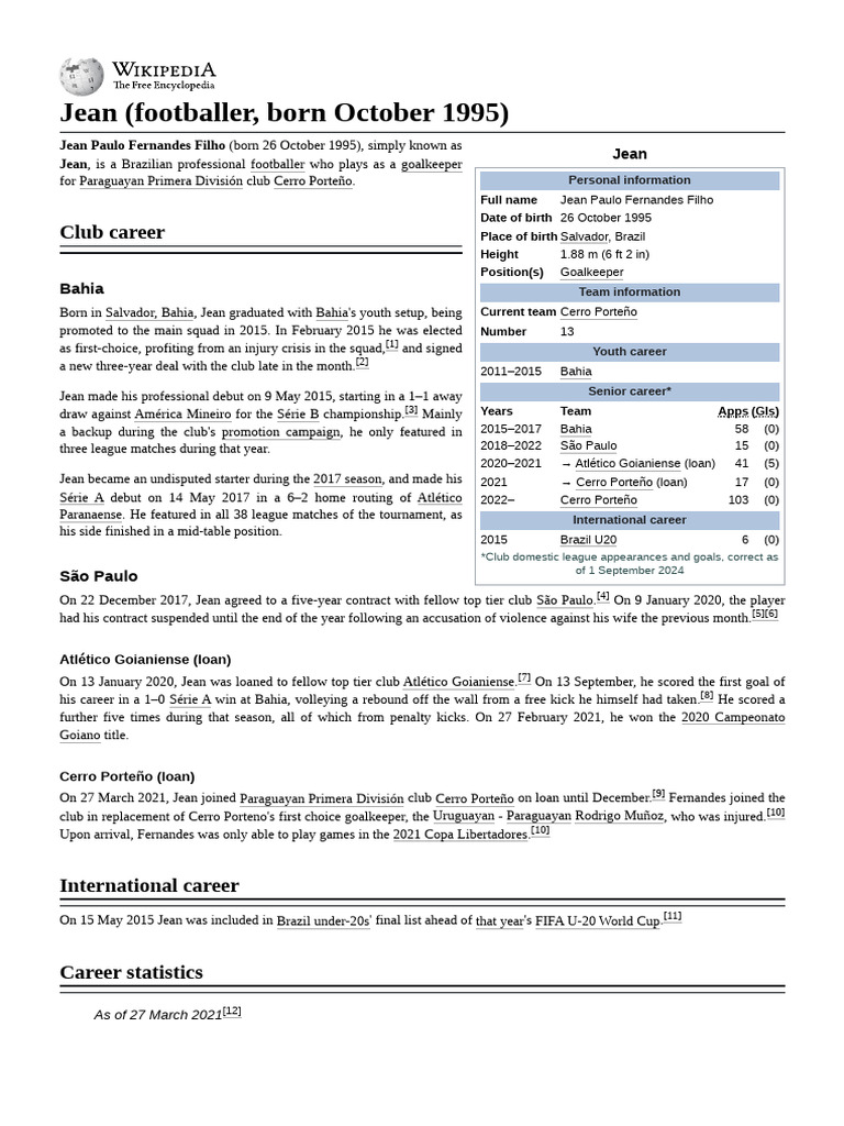 Jean Paulo Fernandes: Brazilian Goalkeeper | PDF | Association Football ...