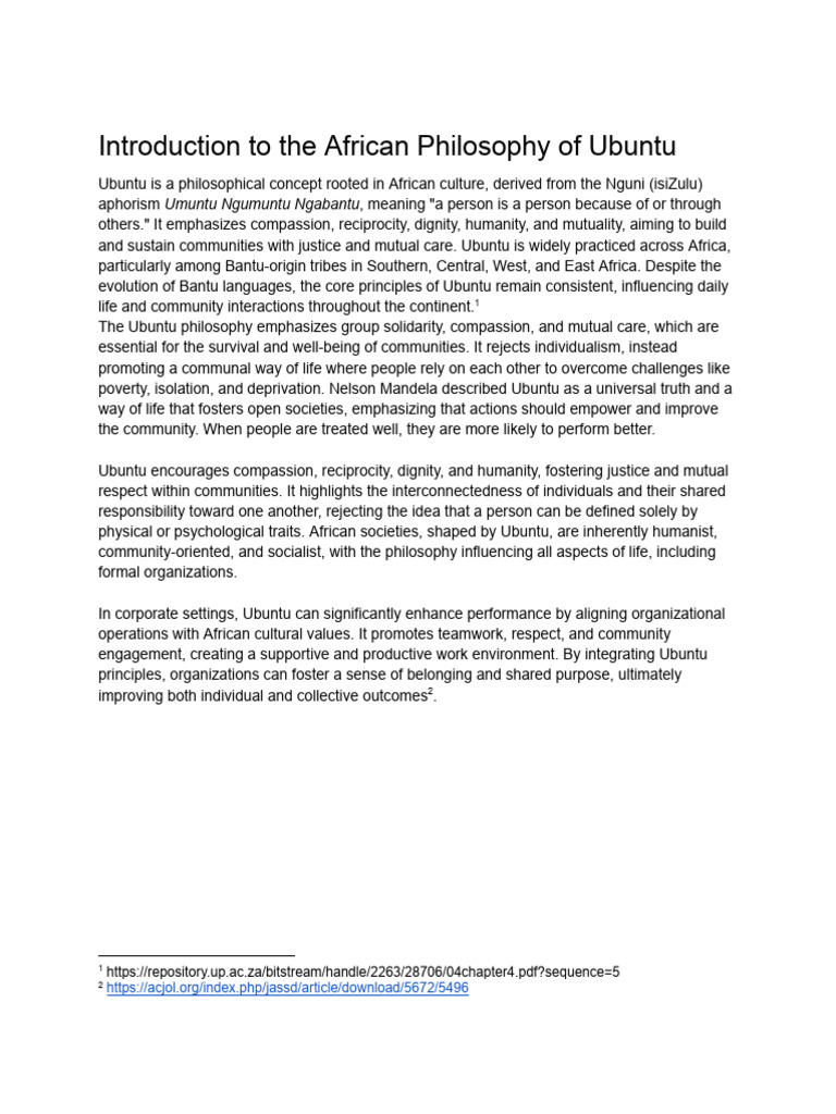 Introduction To The African Philosophy of Ubuntu | PDF