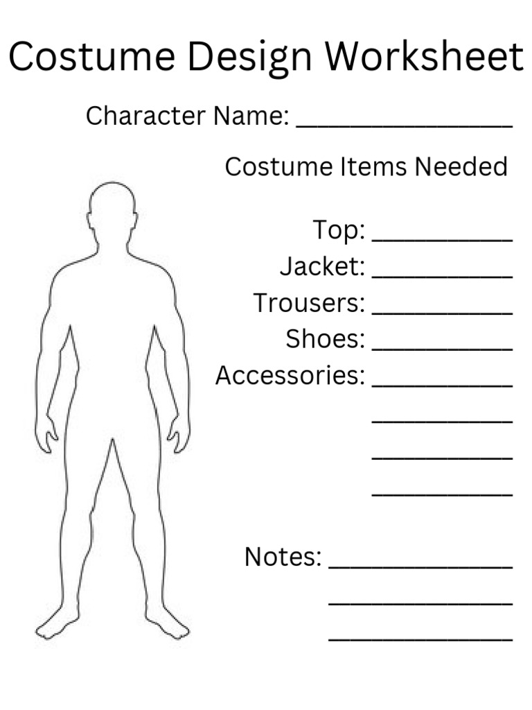 Costume Design Worksheet Template | PDF