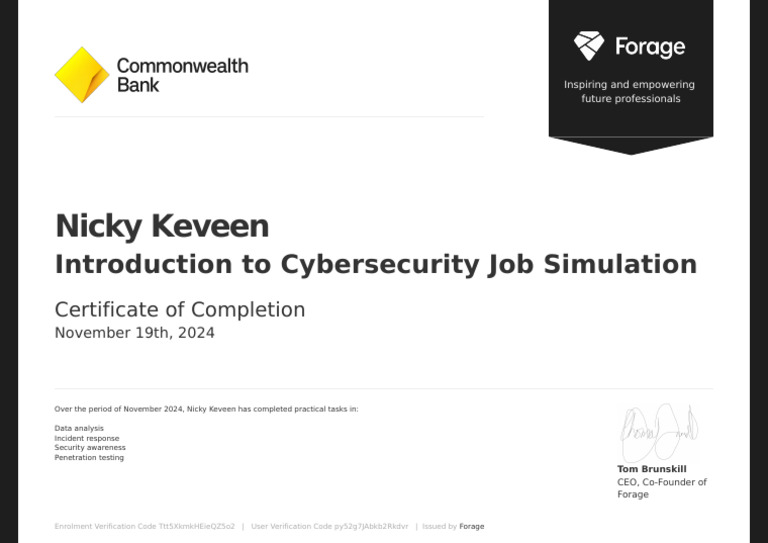 Commonwealth Job Simulation Certification | PDF