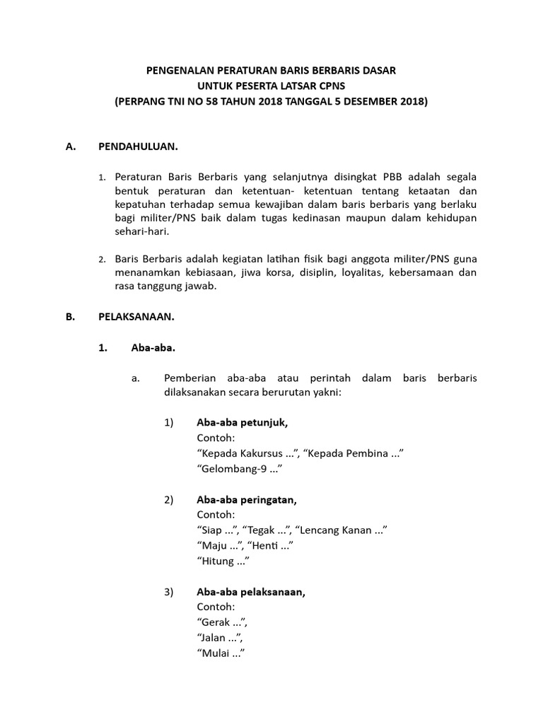 Panduan Peraturan Baris Berbaris CPNS | PDF