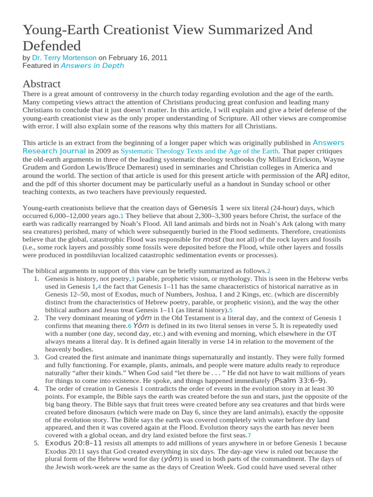 Lesson 3 Young Earth Creationism | PDF | Creationism | Genesis Creation ...