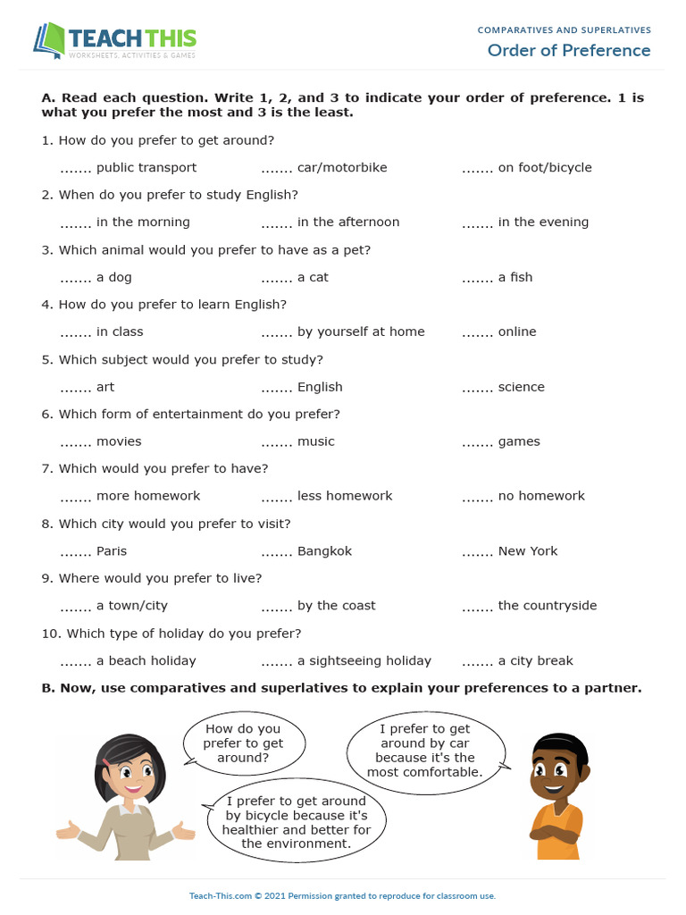 Write about your preferences | PDF | Animals And Humans