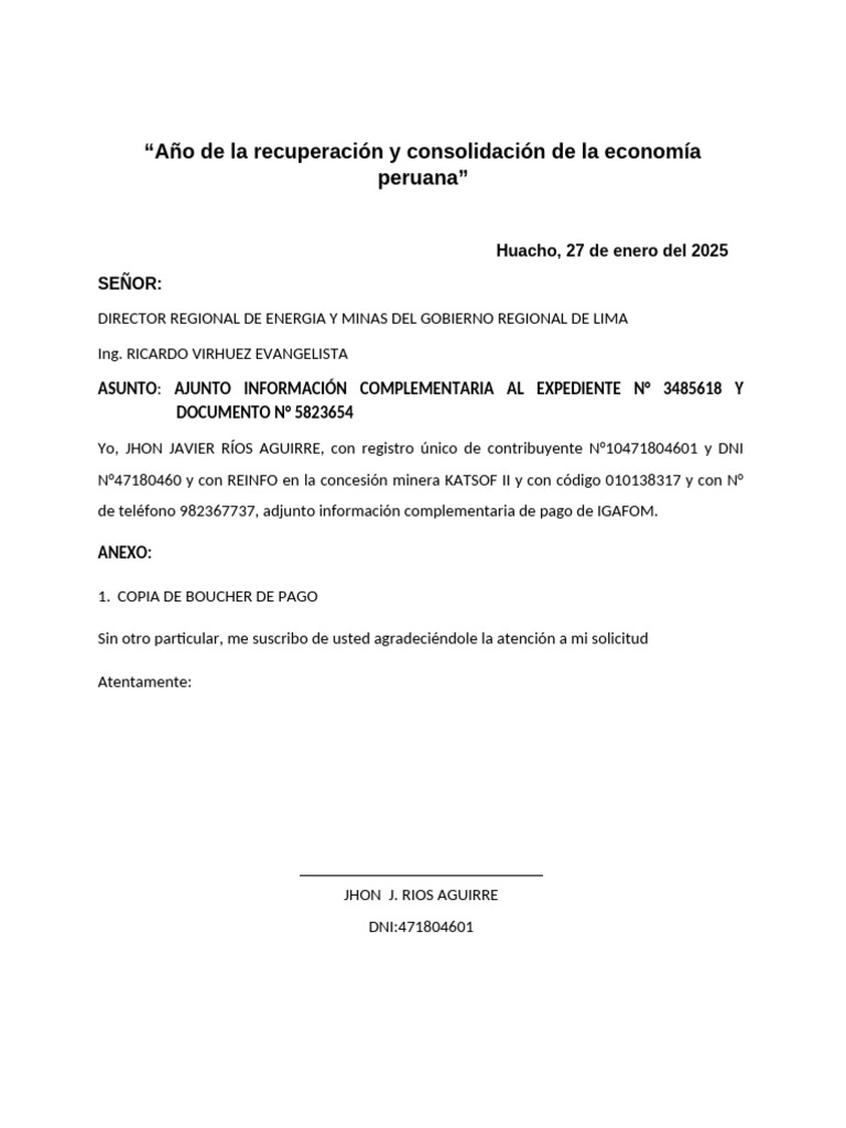 Año de La Recuperación y Consolidación de La Economía Peruana | PDF
