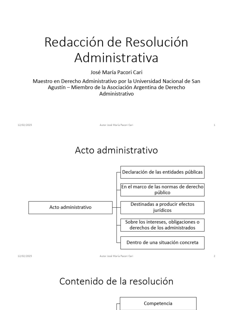 REDACCIÓN RESOLUCIÓN ADMINISTRATIVA - DIAPOSITIVAS - AUTOR JOSÉ MARÍA PACORI CARI | PDF ...