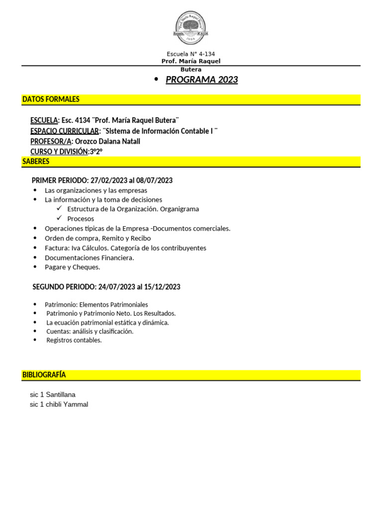 Programa SIC I | PDF | Contabilidad | Aprendizaje