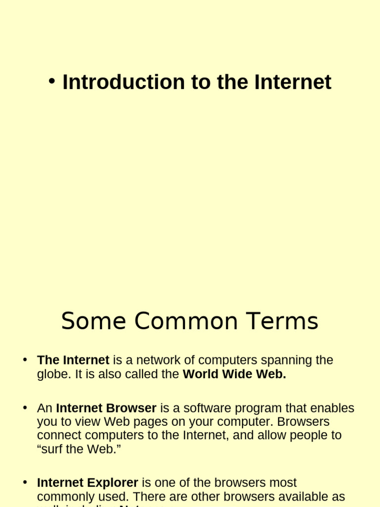 Internet Basics Powerpoint | PDF | World Wide Web | Internet & Web