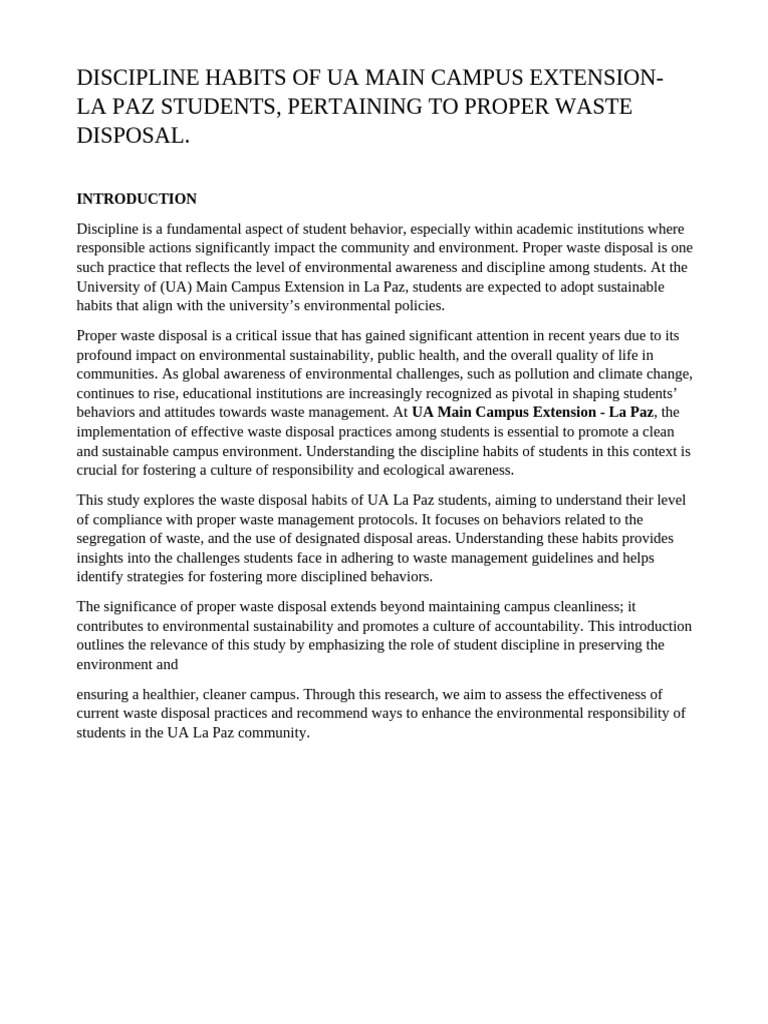 Discipline Habits of UA Student | PDF | Disciplines | Behavioural Sciences