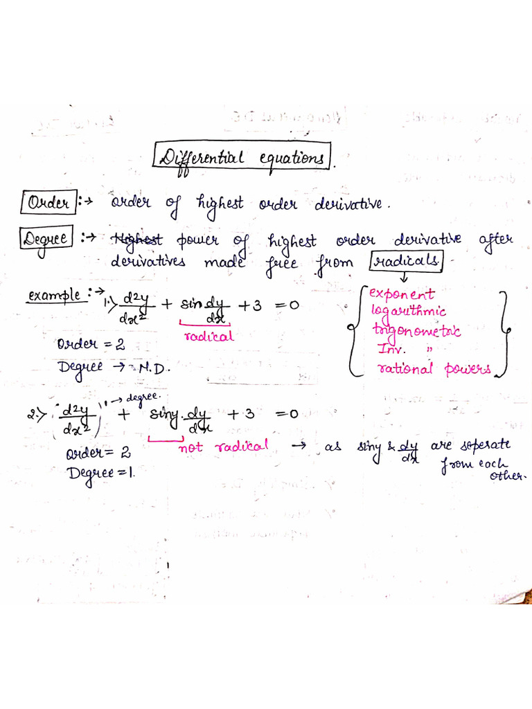 Summary of Differential Equations | PDF