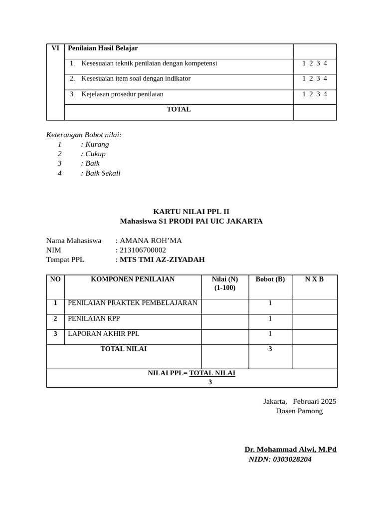 Penilaian ppl2 | PDF