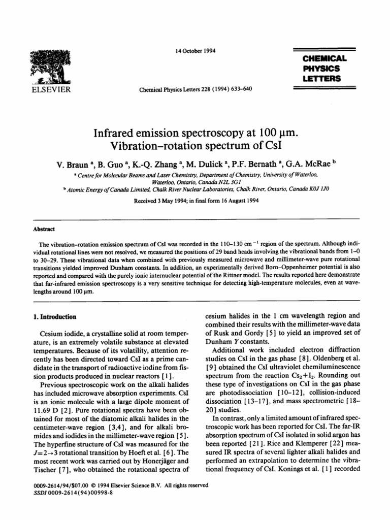V. Braun Et Al - Infrared Emission Spectroscopy at 100-Mu-M: Vibration ...