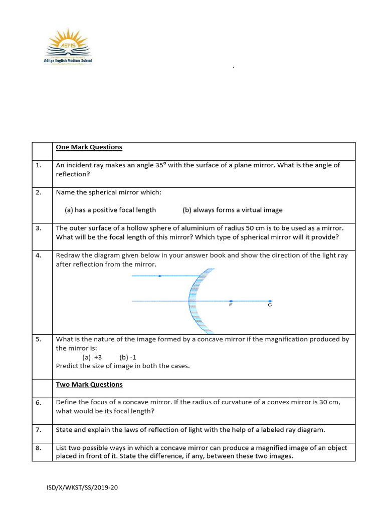 light_reflection_wkst_119-20 (1) | PDF | Mirror | Optics