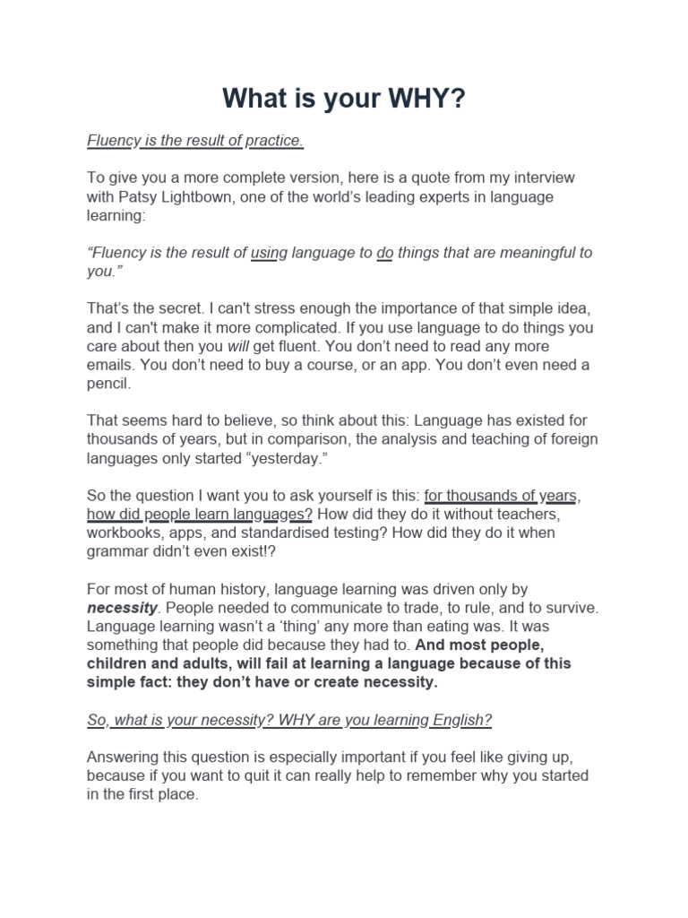 What Is Your WHY | PDF