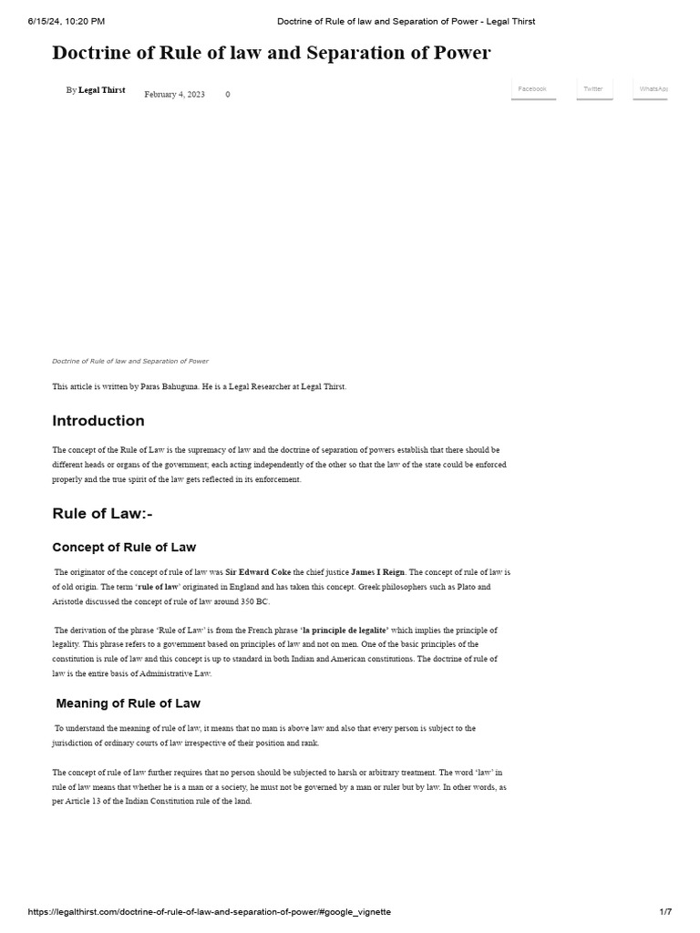 Rule of Law and Separation of Powers Explained | PDF | Rule Of Law ...