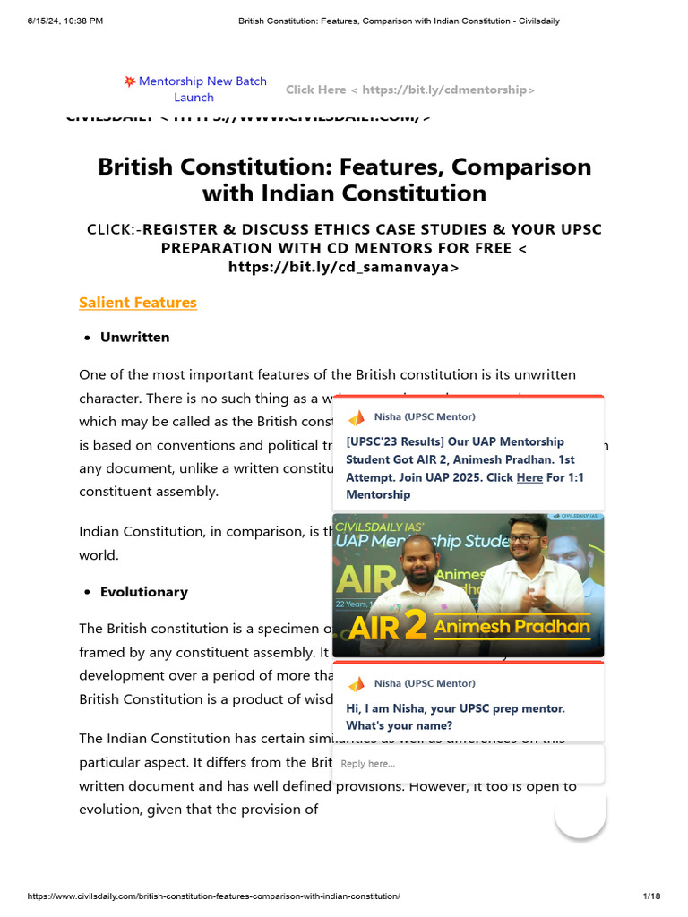 British Constitution - Features, Comparison With Indian Constitution ...