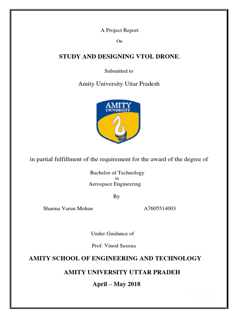 VTOL Drone Design Project Report | PDF | Empennage | Unmanned Aerial Vehicle