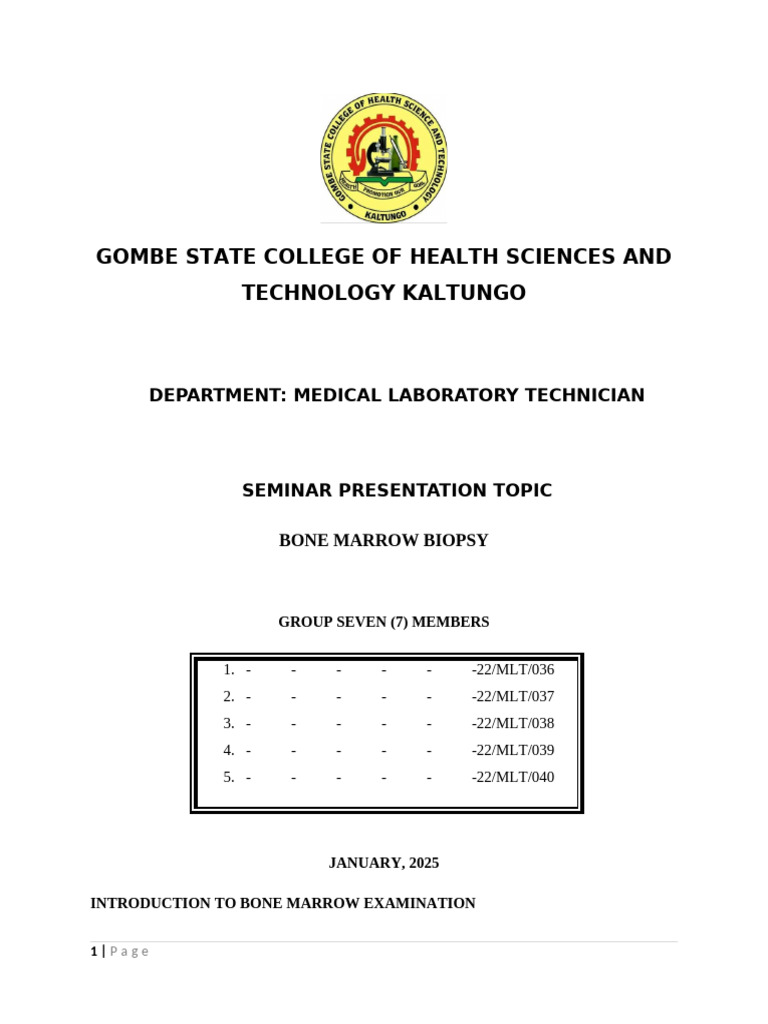 Bone Marrow Examination Seminar | PDF | Bone Marrow | Medical Specialties