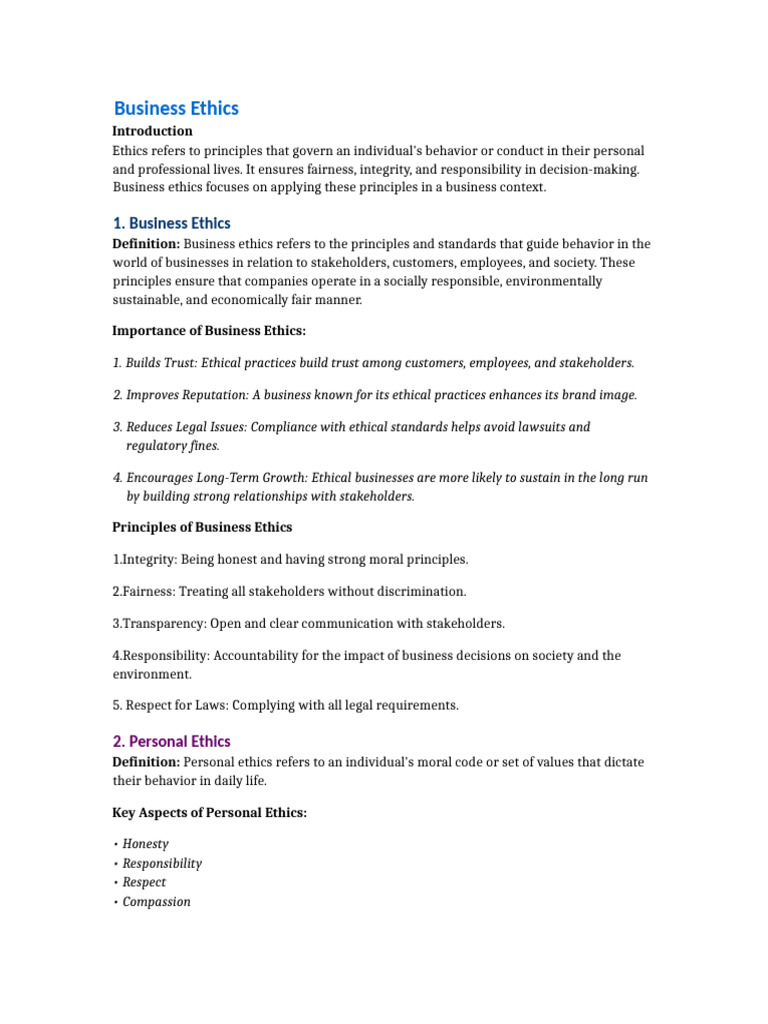 Understanding Business Ethics Principles | PDF | Business Ethics ...