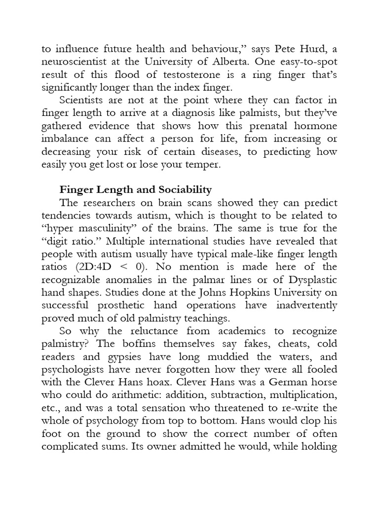 ," Says Pete Hurd, A Flood of Testosterone Is A Ring Finger That S | PDF
