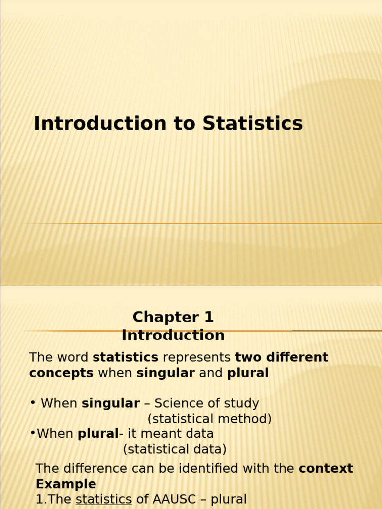 Chapter 1 Intro To Statistics | PDF | Statistics | Methodology
