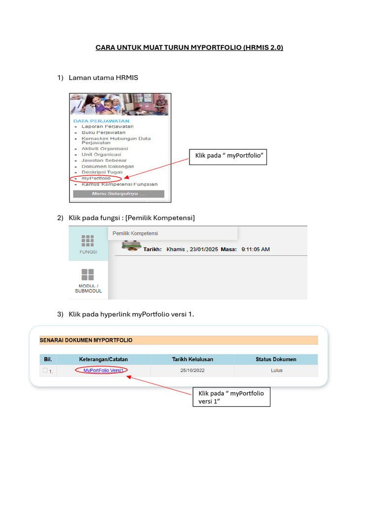 Muat Turun MyPortfolio dan JD HRMIS | PDF