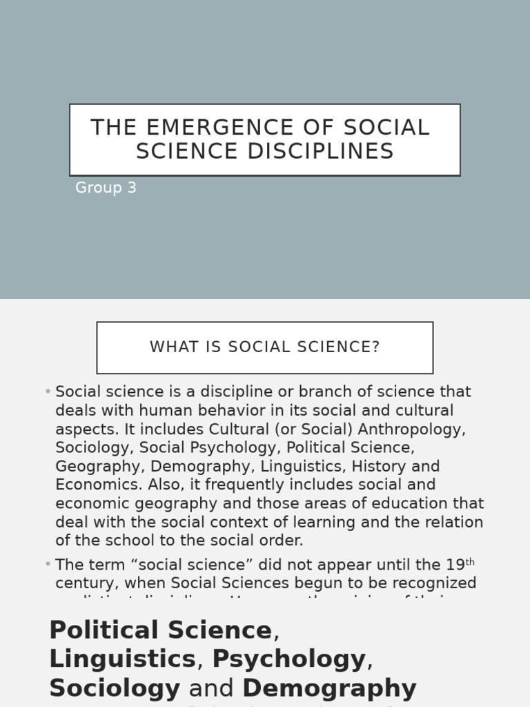 Group 3 The Emergence of Social Science Disciplines | PDF | Social Sciences | Geography