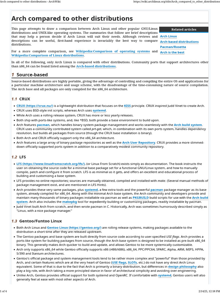 Arch Linux vs. Other Distros Comparison | PDF | Linux Distribution ...