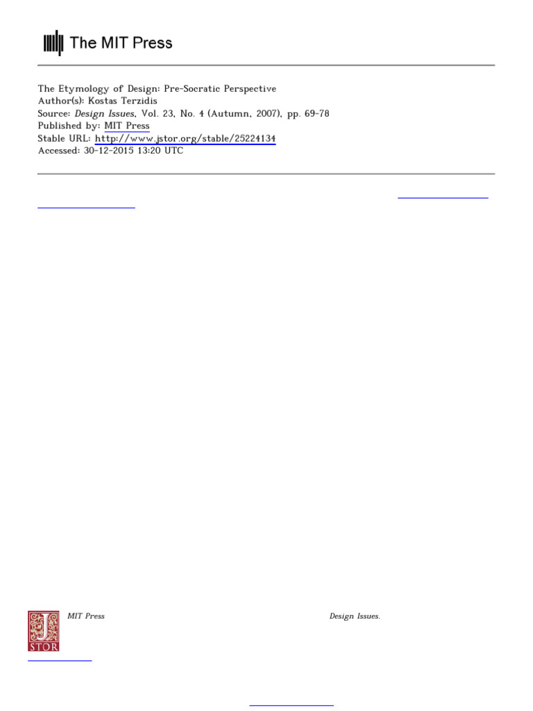 The Etymology of Design Pre-Socratic Perspective 10.2307@25224134 | PDF ...