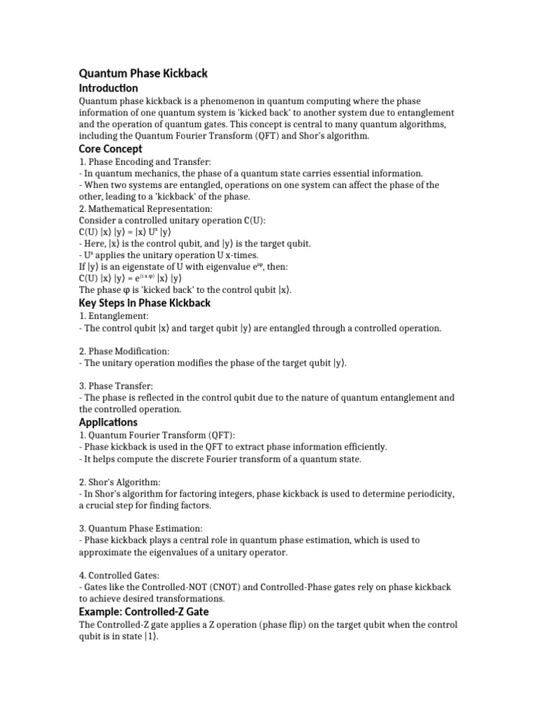 Quantum Phase Kickback Notes | PDF | Physics | Theoretical Computer Science