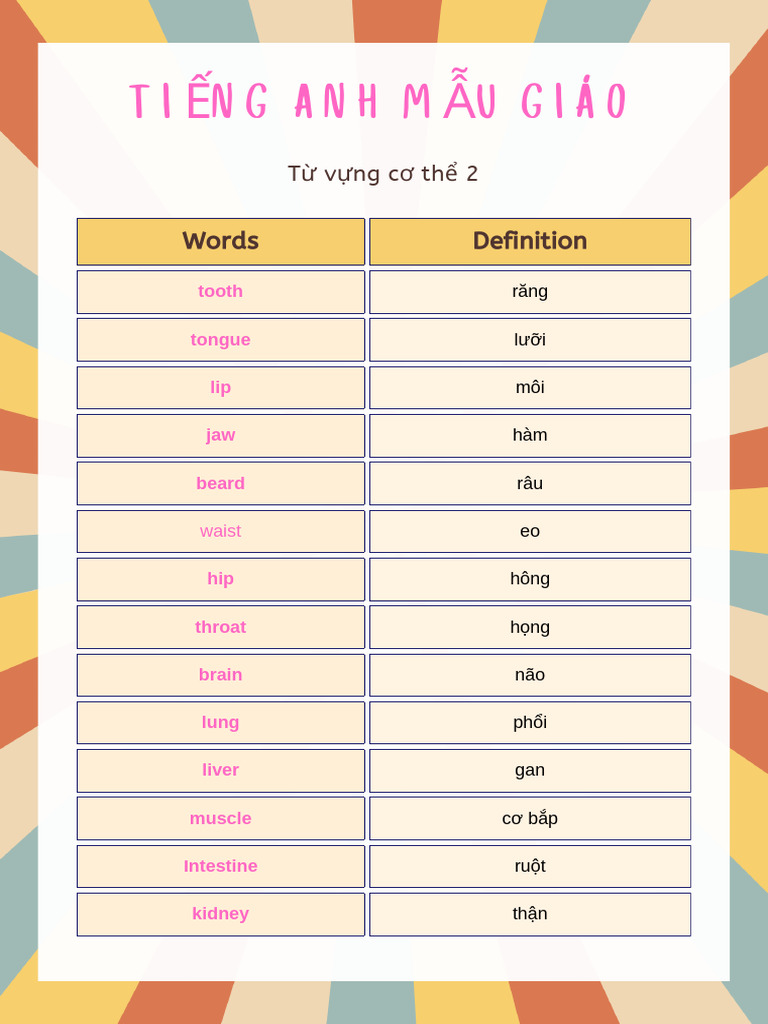 Word List English Worksheet in Yellow and Simple Style | PDF