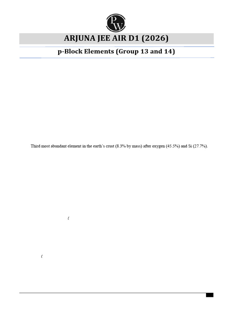 P-Block - Module - Arjuna JEE AIR D1 2026 | PDF | Silicon Dioxide | Silicon