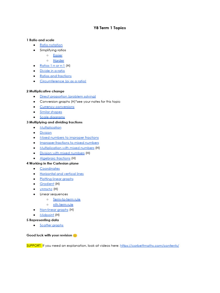 Marcel Chanadad - Y8 Term 1 Revision | PDF