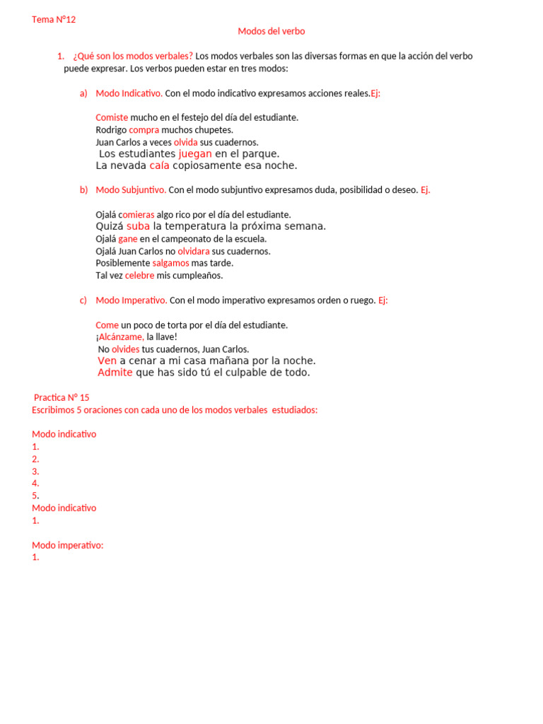 Modos Del Verbo | PDF