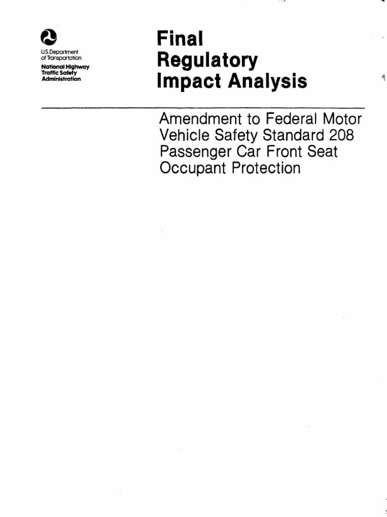 FMVSS 208 - 1 | PDF | Airbag | Seat Belt