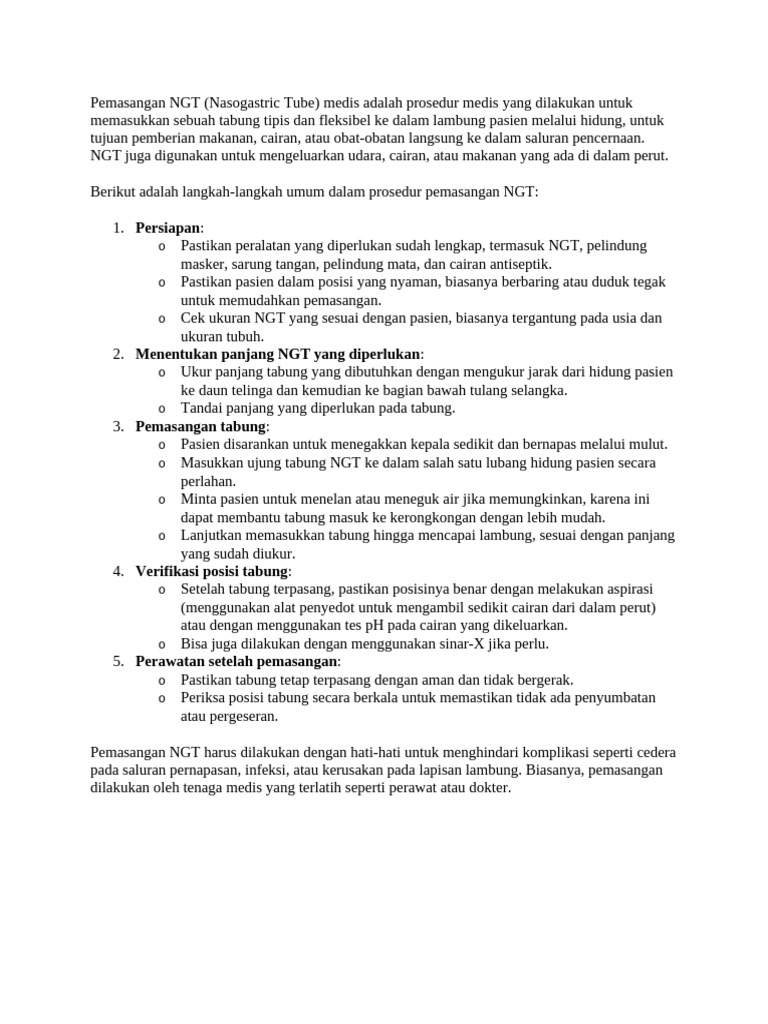 Pemasangan NGT | PDF