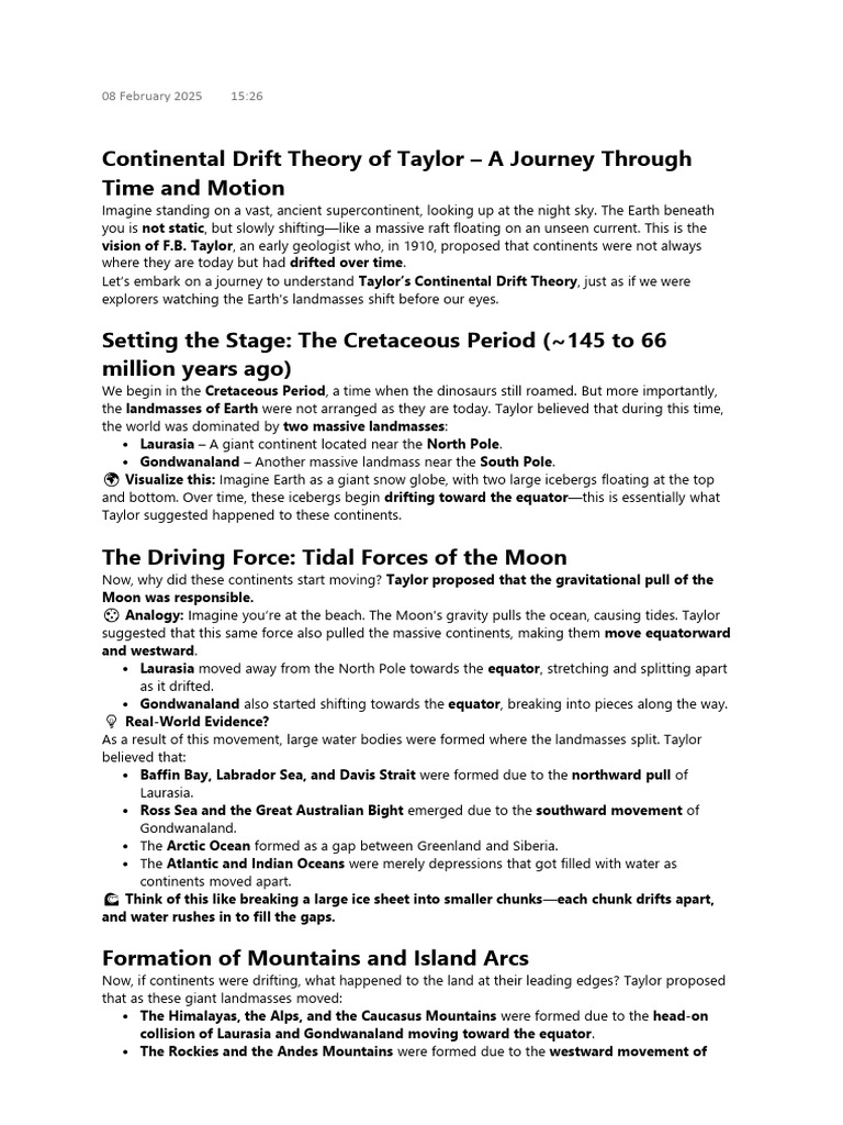 Continental Drift Theory of Taylor - A Journey Through Time and Motion ...
