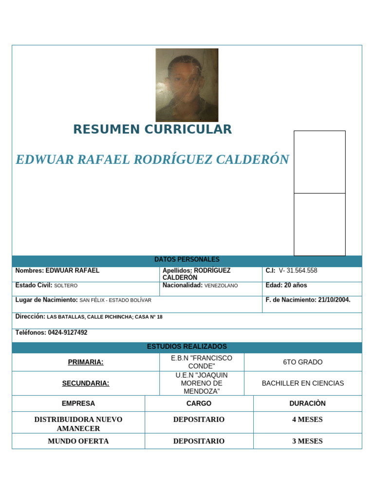 currículum EDWUAR (2) | PDF