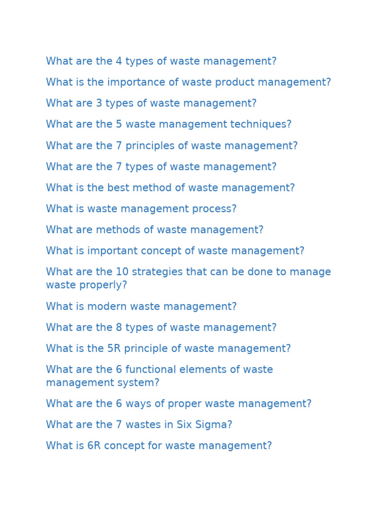 Four Types of Waste Management Explained | PDF