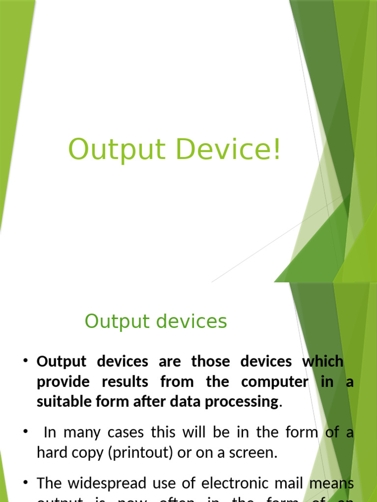 Overview of Output Devices and Printers | PDF | Computer Monitor ...