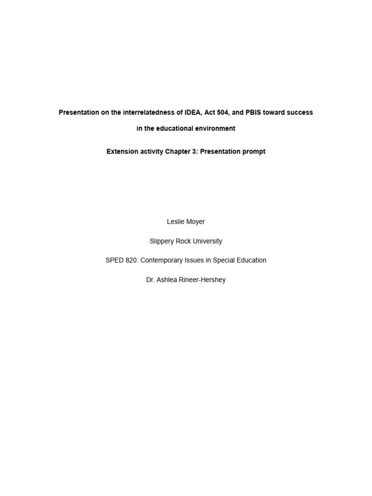 IDEA, Act 504, and PBIS Integration | PDF | Individualized Education ...
