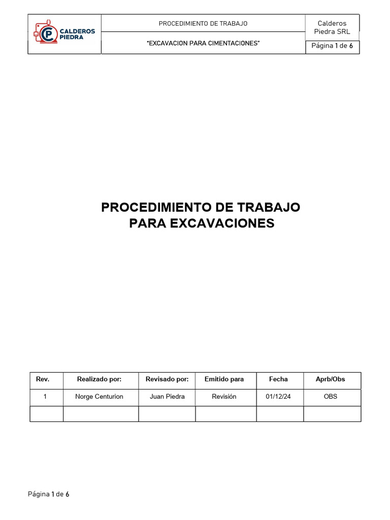 PROCEDIMIENTO DE EXCAVACION MANUAL | PDF