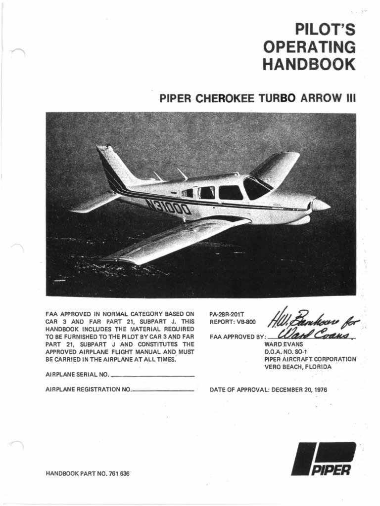 Piper Cherokee Turbo Arrow III POH | PDF | Airspeed | Aviation