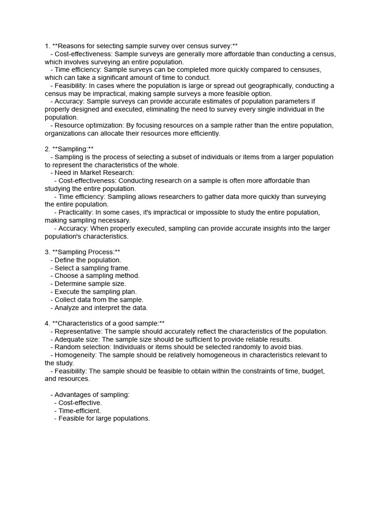 Benefits and Methods of Sampling Surveys | PDF | Sampling (Statistics ...