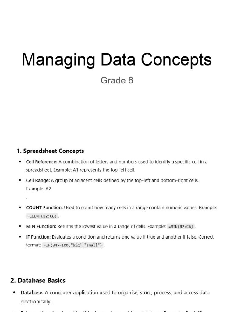 Grade 8 Data Concepts Guide | PDF