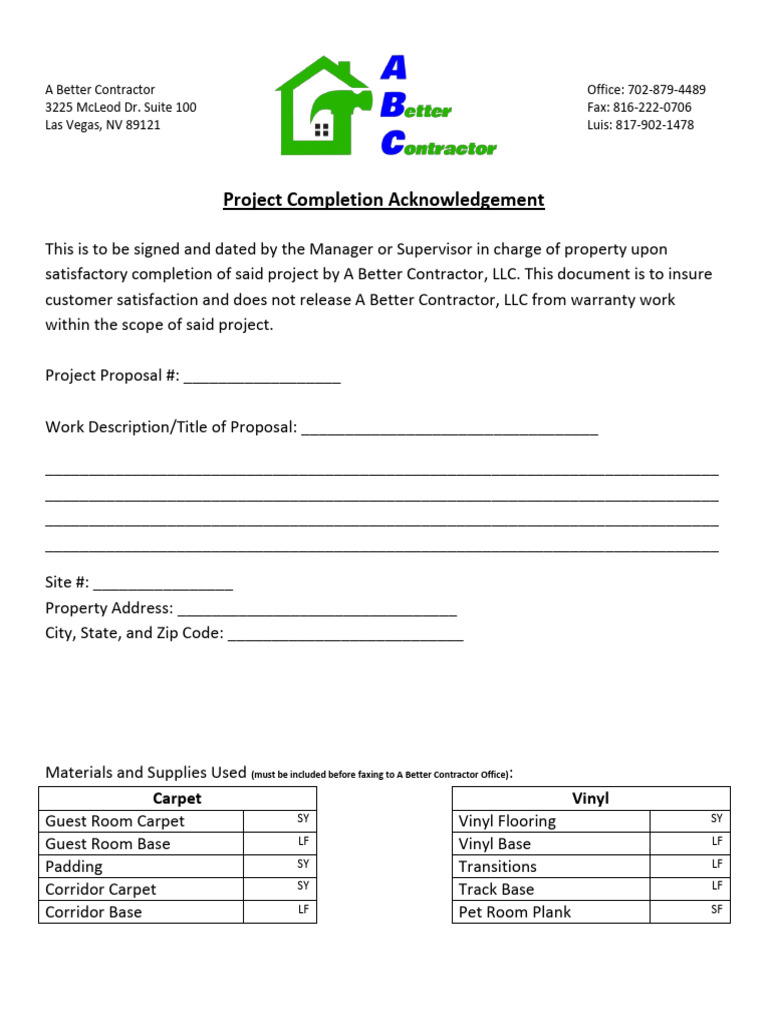 ABC - Sign Off Sheet or Project Completion Acknowledgement(20Aug)[1] | PDF