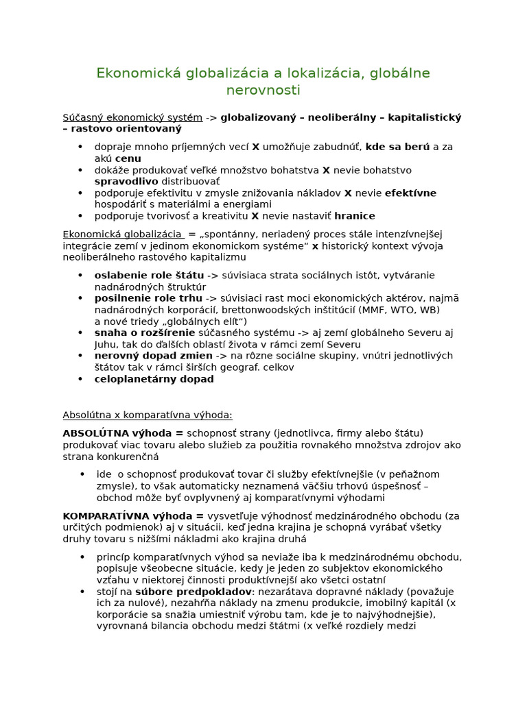 Ekonomická Globalizácia | PDF