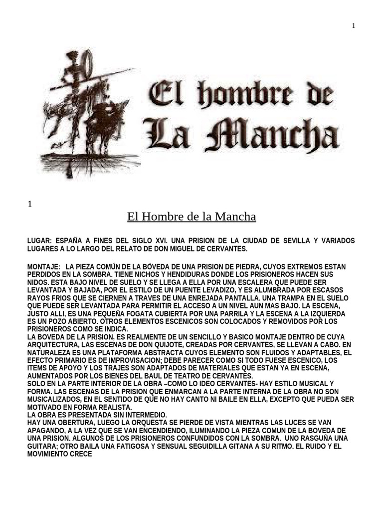 El Hombre de La Mancha | PDF | Don Quijote | Miguel De Cervantes