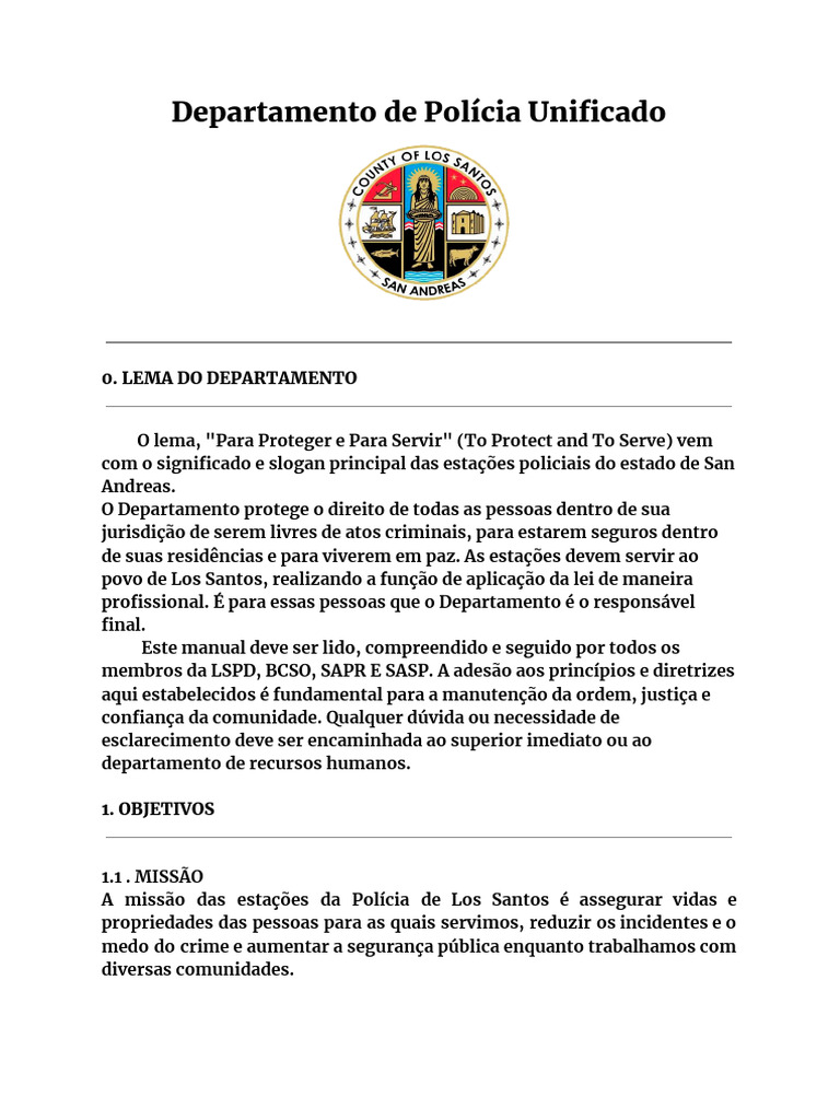 Manual do Departamento de Polícia de Los Santos | PDF | Polícia | Tráfego
