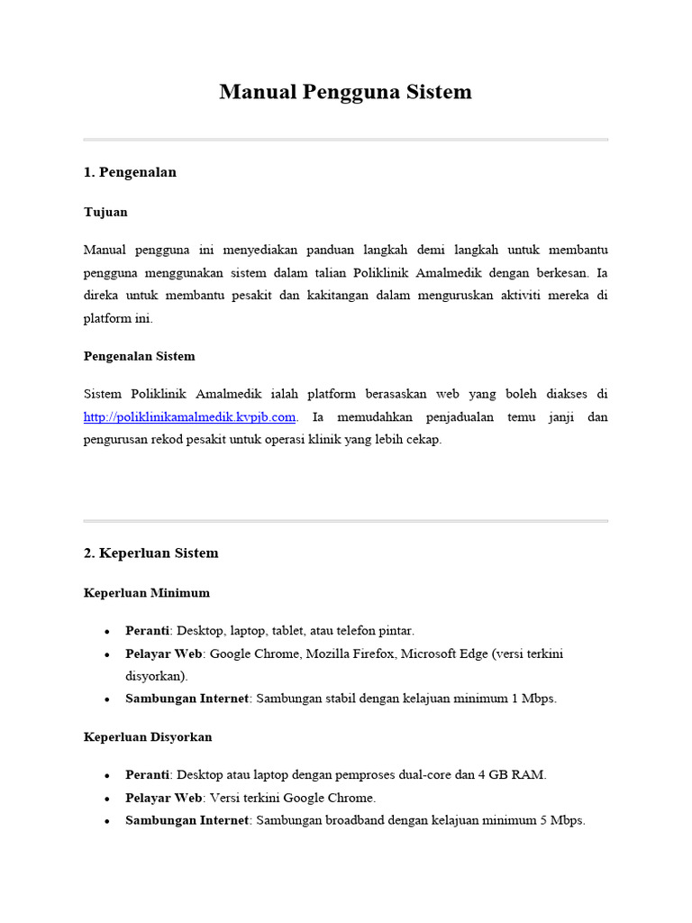 Manual Pengguna Sistem | PDF