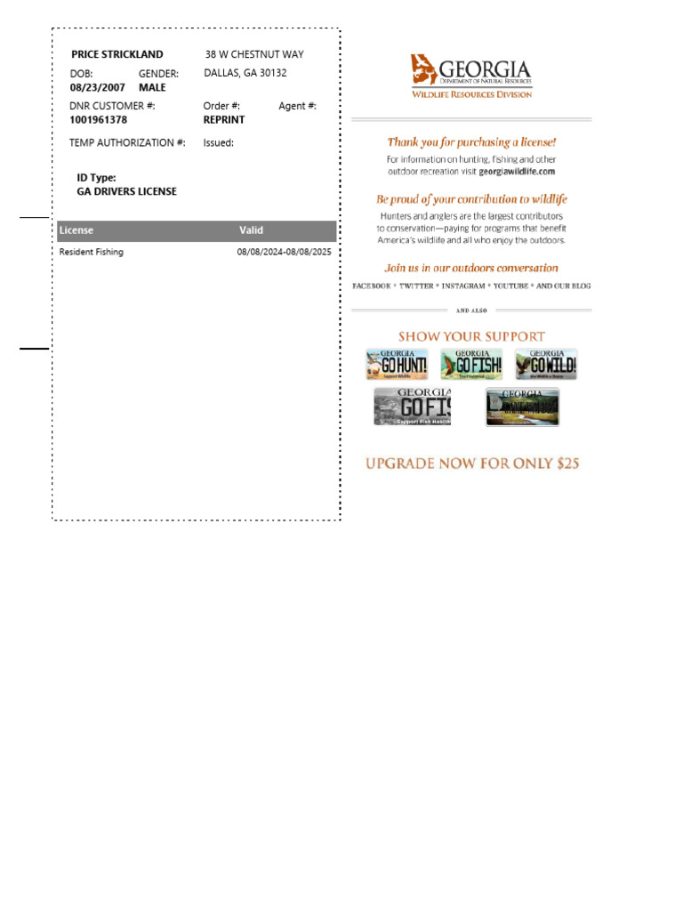 Georgia Resident Fishing License 2024 | PDF